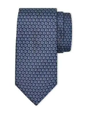 FERRAGAMO Gancini Jacquard Tie - Blue