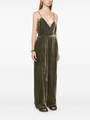 Gold Hawk Velvet Jumpsuit - Green