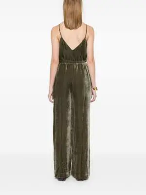 Gold Hawk Velvet Jumpsuit - Green