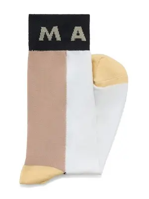 Marni Intarsia-knit Logo Socks - White