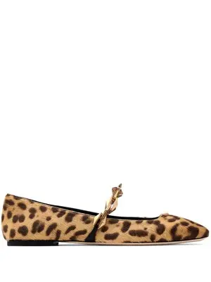 JIMMY CHOO Diamond Tilda Leopard Print Ballet Flats - Neutrals