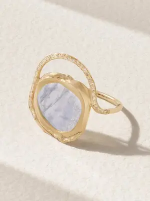 Pascale Monvoisin Gaia 9-karat Moonstone And Diamond Ring - Gold