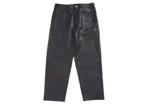 Supreme Leather 5-Pocket Baggy Jeans In Black | Editorialist