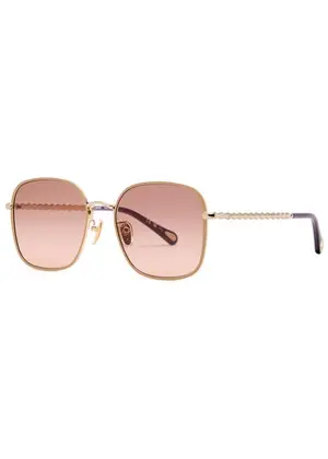 Chloé Oversized Square-frame Sunglasses - Gold