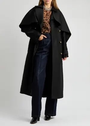 Zimmermann Cape Wool-Blend Trench Coat In Black - 40% Off
