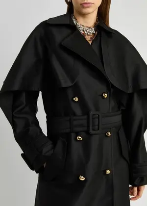Zimmermann Cape Wool-Blend Trench Coat In Black - 40% Off