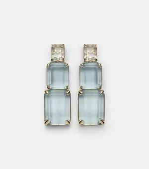 Mateo Arithmetic Composition 14kt Gold Drop Earrings With Topaz Blue