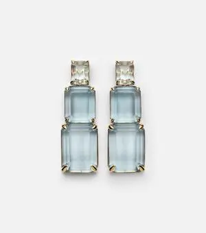 Mateo Arithmetic Composition 14kt Gold Drop Earrings With Topaz - Blue