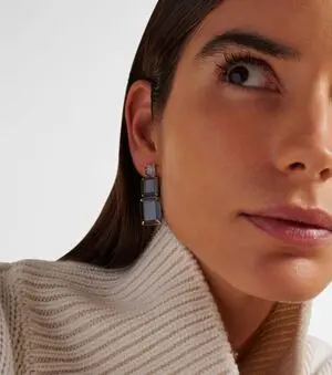 Mateo Arithmetic Composition 14kt Gold Drop Earrings With Topaz - Blue