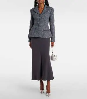 SELF-PORTRAIT Bouclé And Crêpe Midi Dress