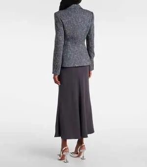 SELF-PORTRAIT Bouclé And Crêpe Midi Dress