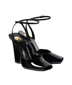 Saint Laurent Scandale Patent Leather Wedge Sandals