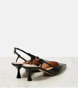 GIANVITO ROSSI Ascent 55 Leather Slingback Pumps - Black