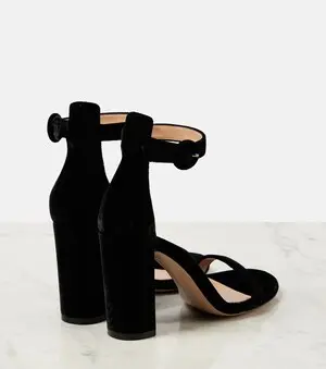 GIANVITO ROSSI Gaeta 95 Velvet Sandals - Black