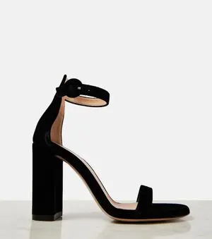 GIANVITO ROSSI Gaeta 95 Velvet Sandals - Black