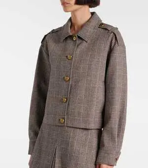 SELF-PORTRAIT Checked Cotton And Linen Jacket