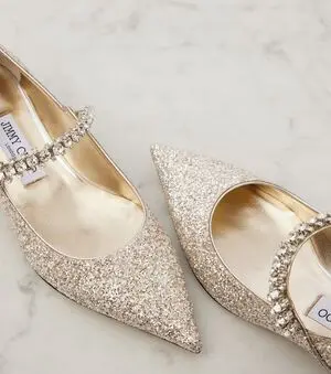JIMMY CHOO Bing Glitter Ballet Flats - Beige