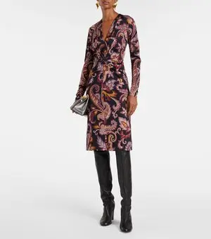 Etro Paisley Gathered Midi Dress