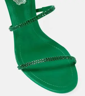 Rene Caovilla Cleo 105 Embellished Satin Sandals - Green