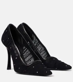 JIMMY CHOO Lotta 100 Embellished Mesh Pumps