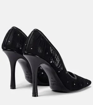 JIMMY CHOO Lotta 100 Embellished Mesh Pumps
