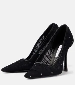 JIMMY CHOO Lotta 100 Embellished Mesh Pumps