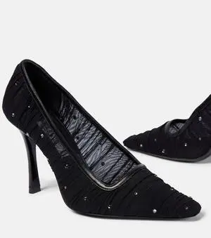 JIMMY CHOO Lotta 100 Embellished Mesh Pumps