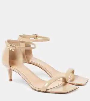 GIANVITO ROSSI Pat 55 Leather Sandals - Beige