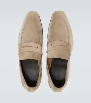 Zegna L'asola Suede Penny Loafers - Beige