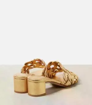 GIANVITO ROSSI Amalfi 45 Leather Mules - Gold