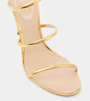 Rene Caovilla Cleo 105 Mirrored Leather Sandals - Gold