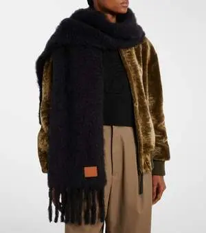 Loewe Anagram Mohair And Wool-blend Scarf