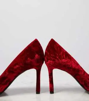 JIMMY CHOO Romy 85 Velvet Pumps - Red