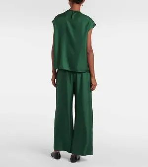 Asceno Dasha Silk Twill Top - Green