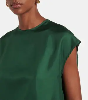 Asceno Dasha Silk Twill Top - Green
