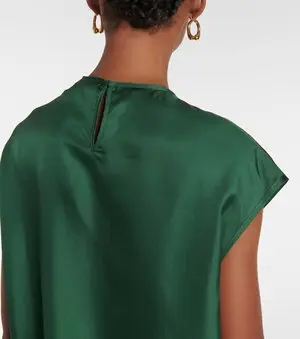 Asceno Dasha Silk Twill Top - Green
