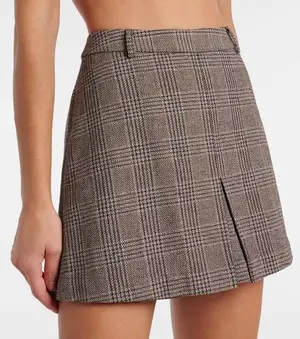 SELF-PORTRAIT Checked Cotton And Linen Skort