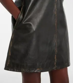AREA Studded Leather Shirt Dress