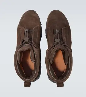 Zegna Triple Stitch Suede High-top Sneakers - Brown