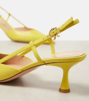 GIANVITO ROSSI Ascent 55 Leather Slingback Pumps - Yellow