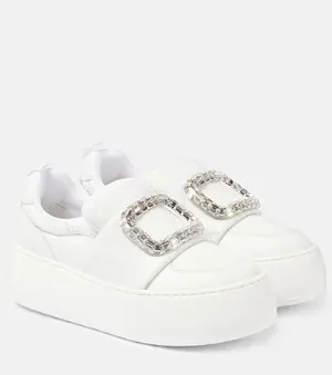 ROGER VIVIER Viv' Up Leather Slip-on Sneakers - White