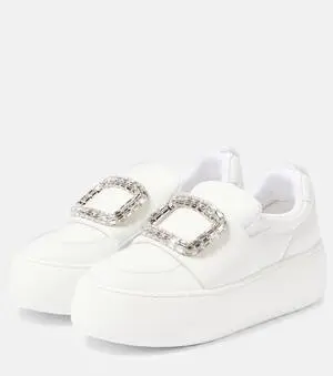 ROGER VIVIER Viv' Up Leather Slip-on Sneakers