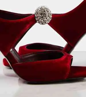 JIMMY CHOO Orb 95 Embellished Velvet Sandals - Red