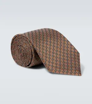 Gucci Gucci GG Silk Jacquard Neck Tie Brown