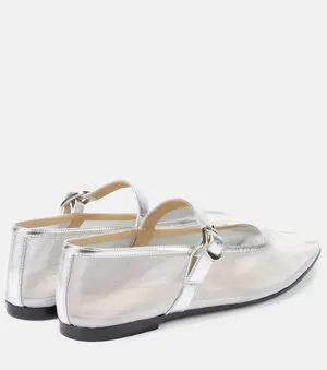 Le Monde Beryl Leather-trimmed Mesh Ballet Flats - Silver