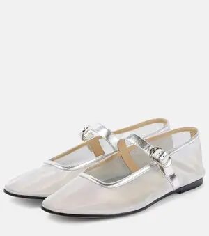 Le Monde Beryl Leather-trimmed Mesh Ballet Flats - Silver