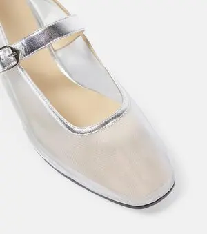 Le Monde Beryl Leather-trimmed Mesh Ballet Flats - Silver