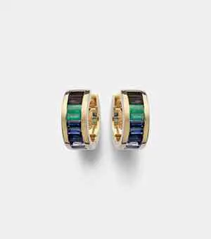 SYDNEY EVAN 14kt Gold Hoop Earrings With Gemstones - Multicoloured