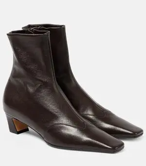 Khaite Nevada Leather Ankle Boots - Brown