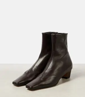 Khaite Nevada Leather Ankle Boots - Brown